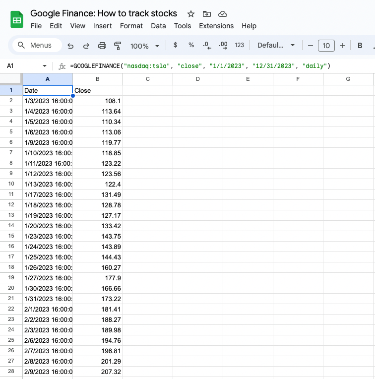 How to track stocks from Google Finance in Google Sheets - TheStreet