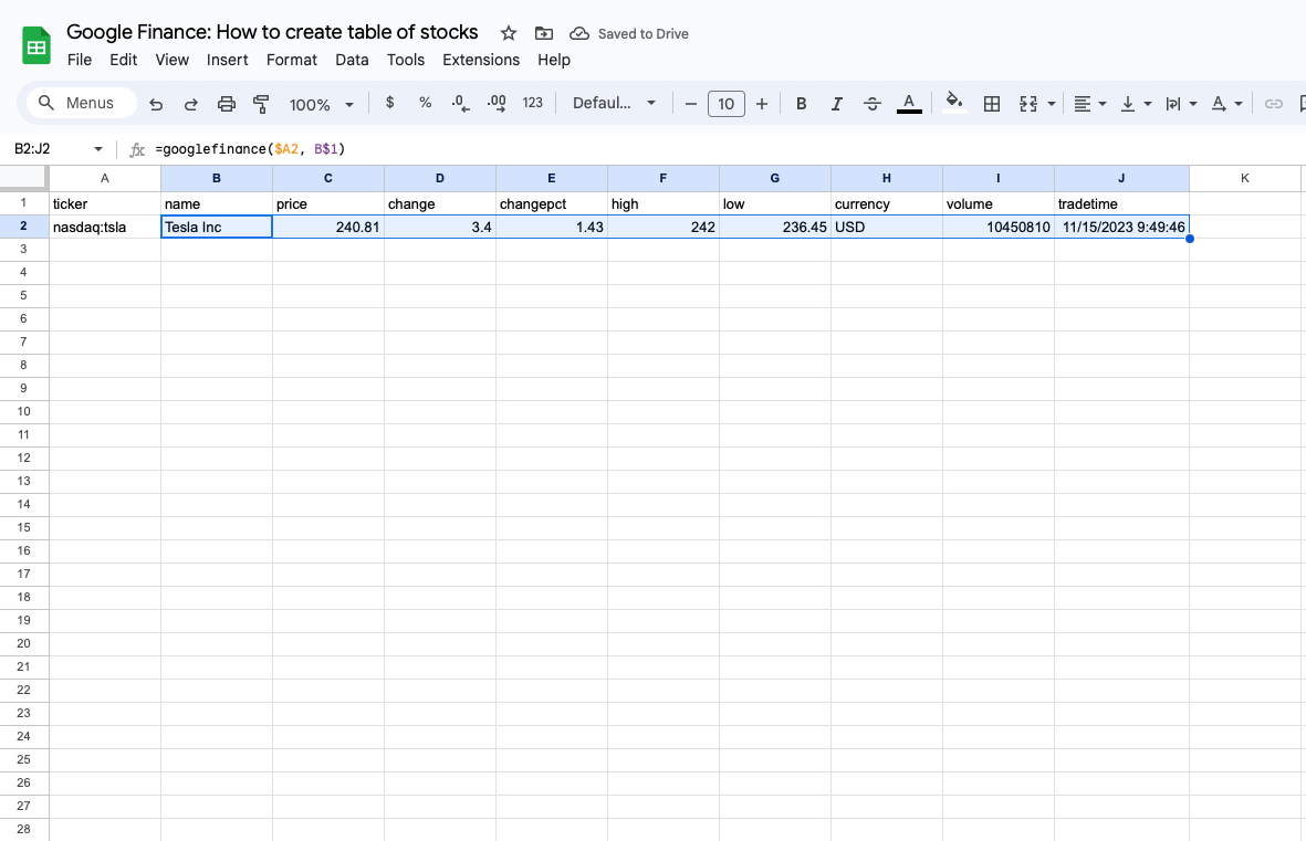 How to create a stock tracker with live data using Google Finance ...