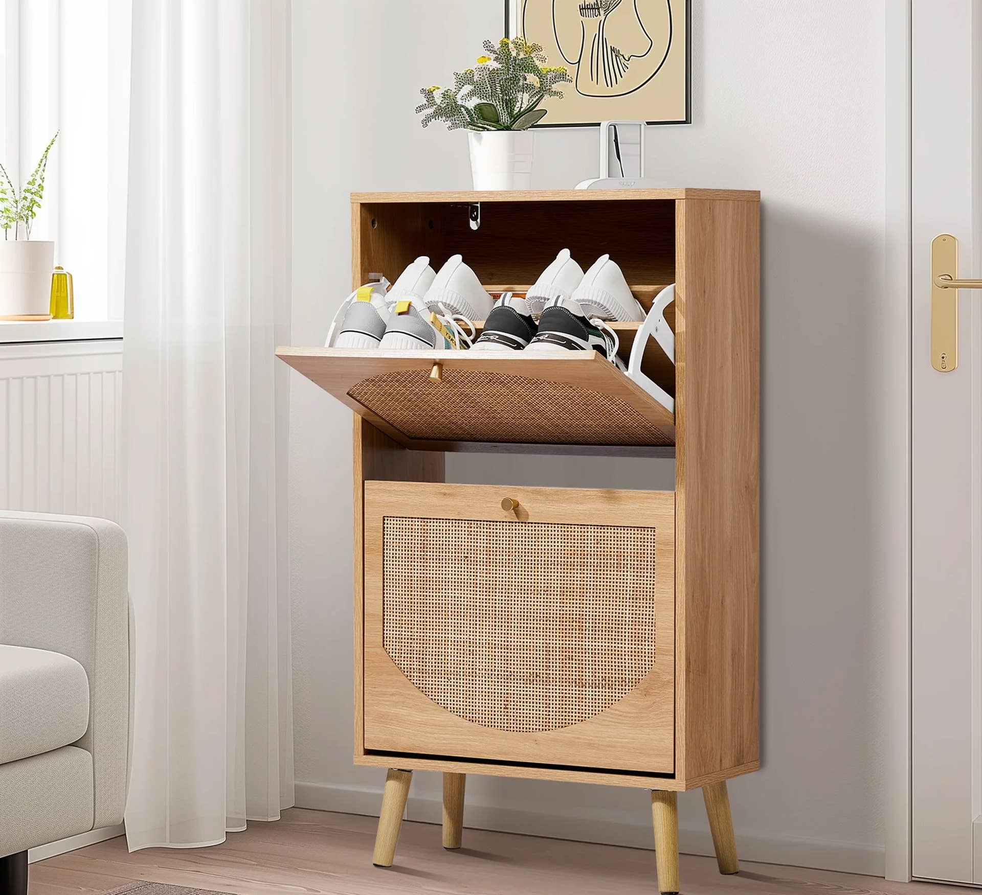 Walmart's rattan shoe storage cabinet is on sale for $69 - TheStreet