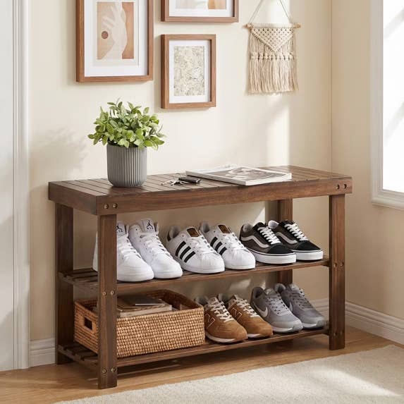 Target has a 3-tier bamboo shoe storage bench for only $40 - TheStreet