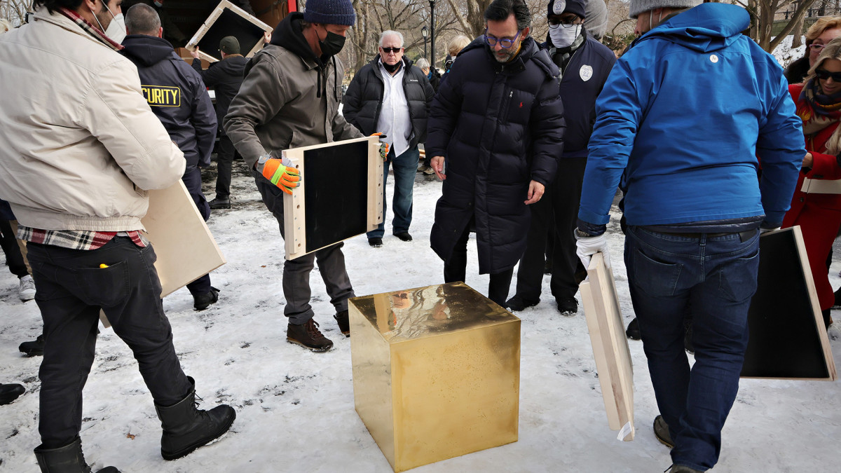 Gold Cube Worth $11.7 Million Placed on Central Park Ice Patch - TheStreet