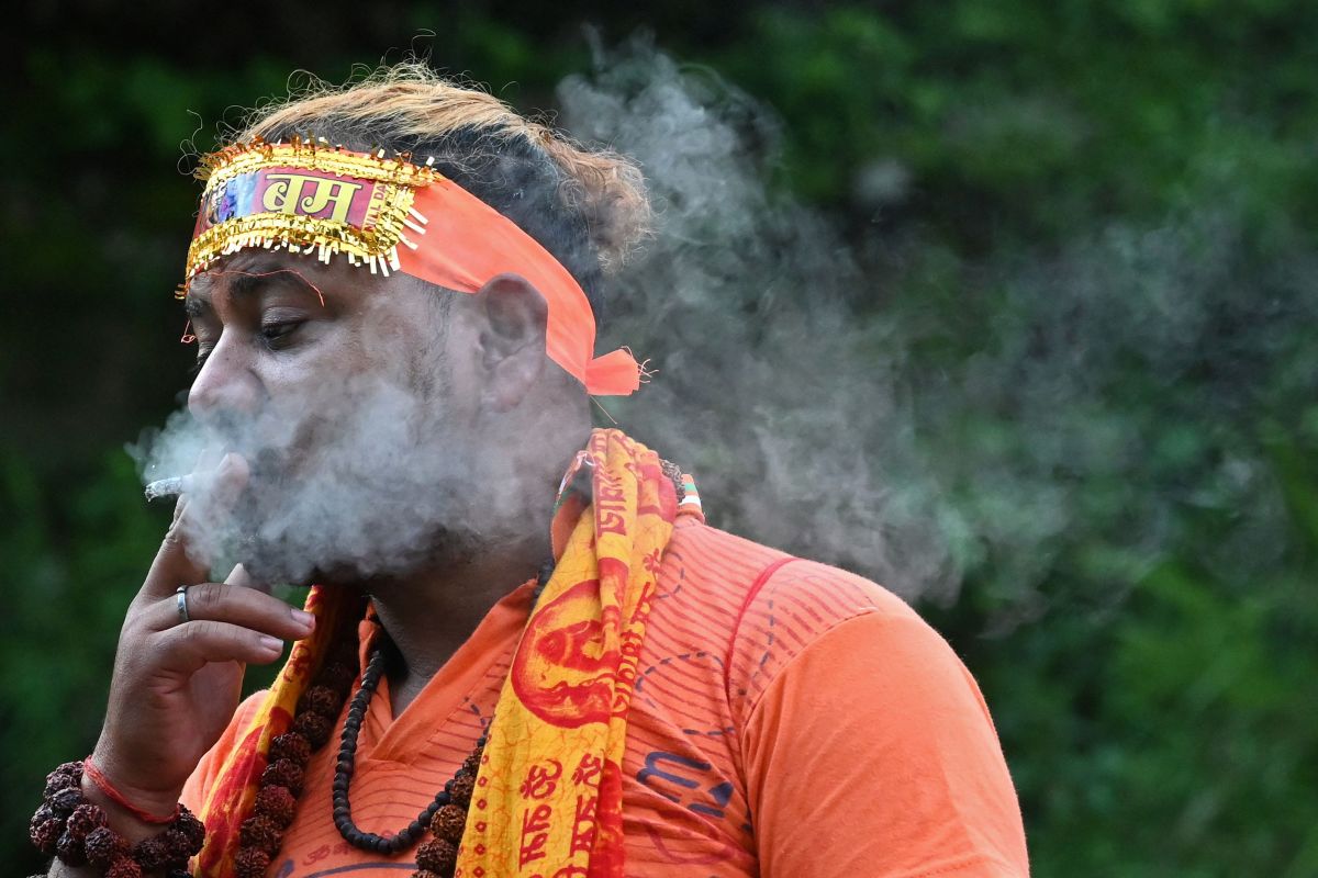 Sadhu Baba Smoking Ganja