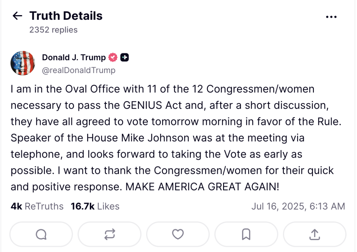 'Crypto Week' sees new life as Trump presses for House approval ...
